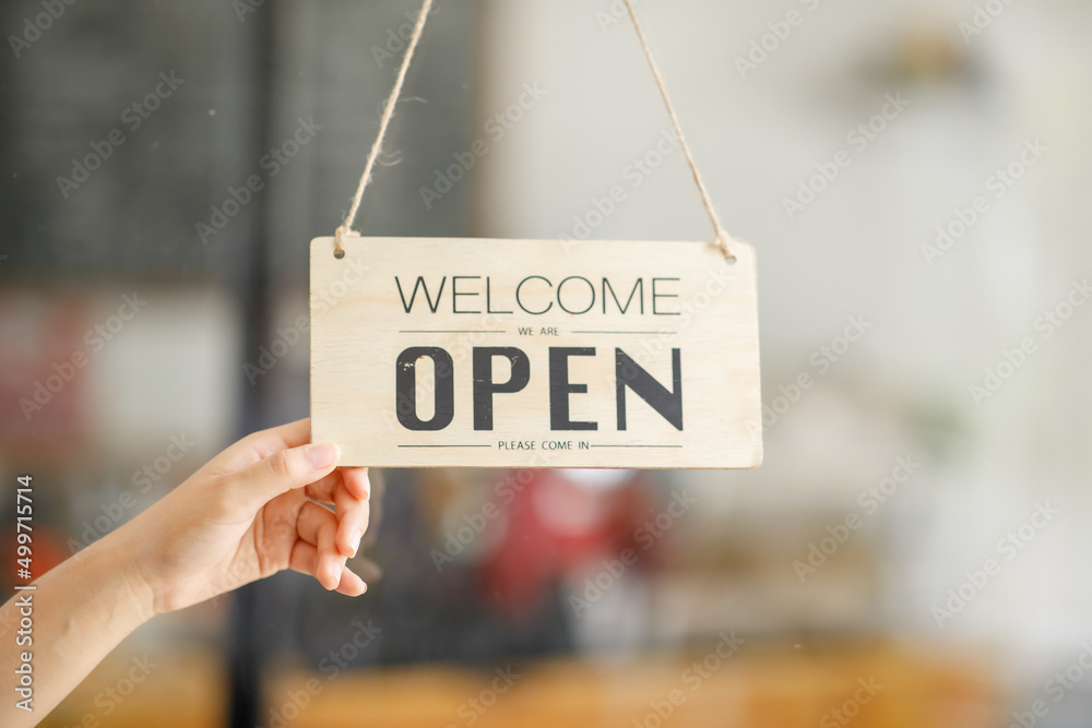Small Business Owner Open Sign