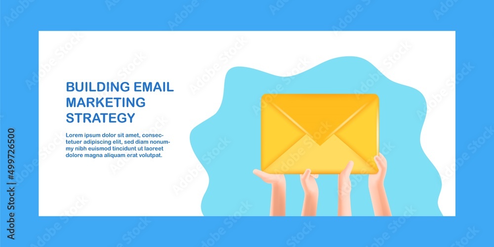 3D cartoon illustration. Building creating effective email marketing ...