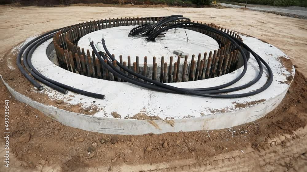 Foundation with grouted anchors and cables for high-voltage power ...