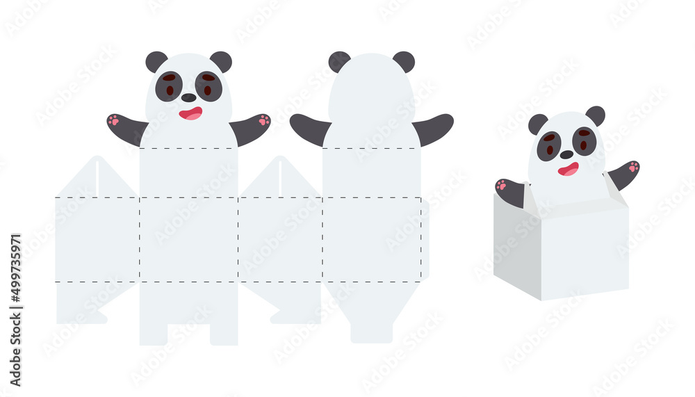 Simple packaging favor box panda design for sweets, candies, small ...