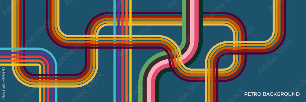 retro vintage 70s style stripes background poster lines. shapes vector ...