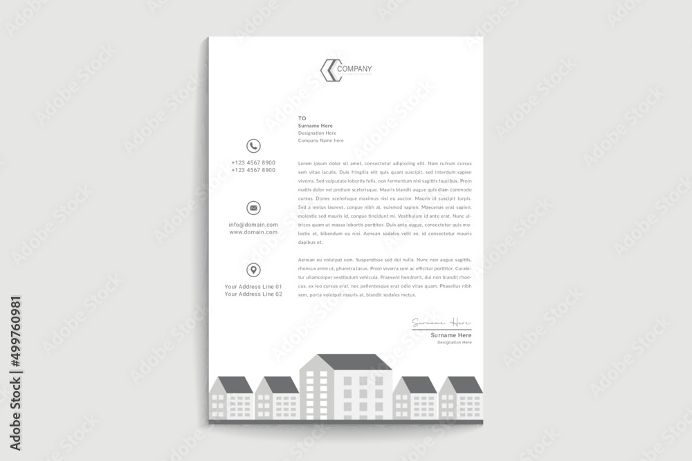 Real estate business letterhead design. Creative Clean business style ...
