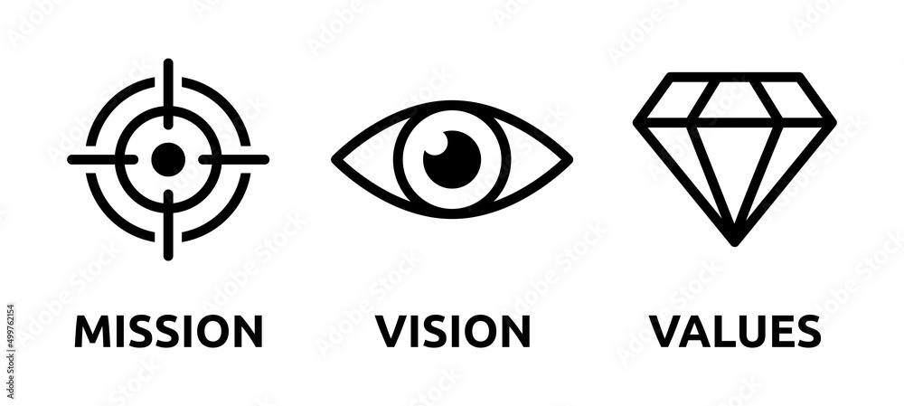 Mission, vision and values icon for business company concept. Stock ...