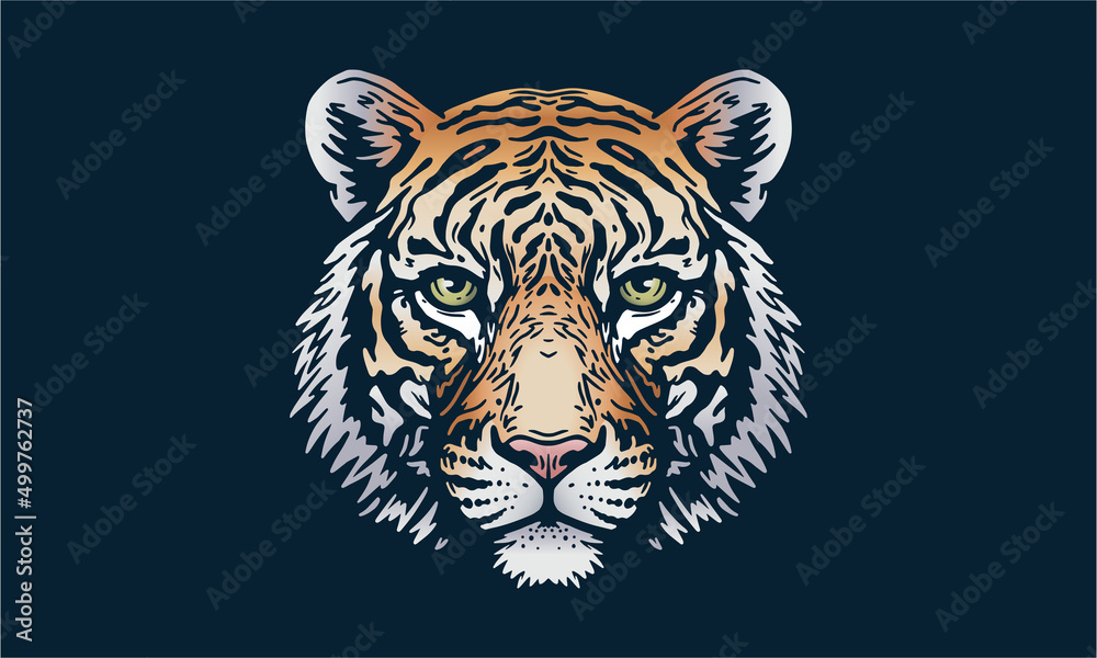 Bengal tiger on dark background, vector, illustration logo, sign ...