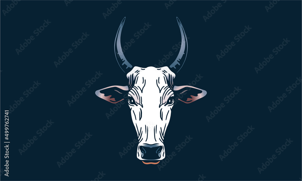 Indian cow on dark background, vector, illustration logo, sign, emblem ...