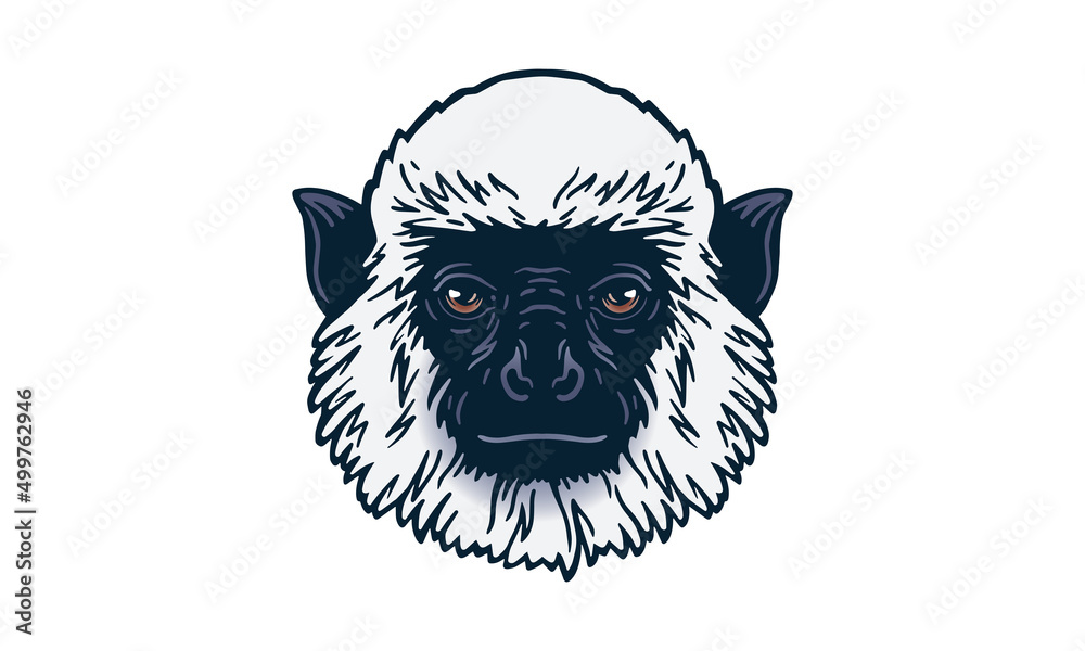Gray langur on light background, vector, illustration logo, sign ...