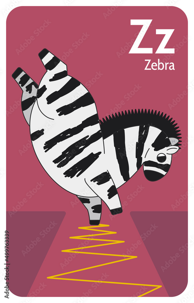 Vektorová grafika „Zebra Z letter. A-Z Alphabet collection with cute ...