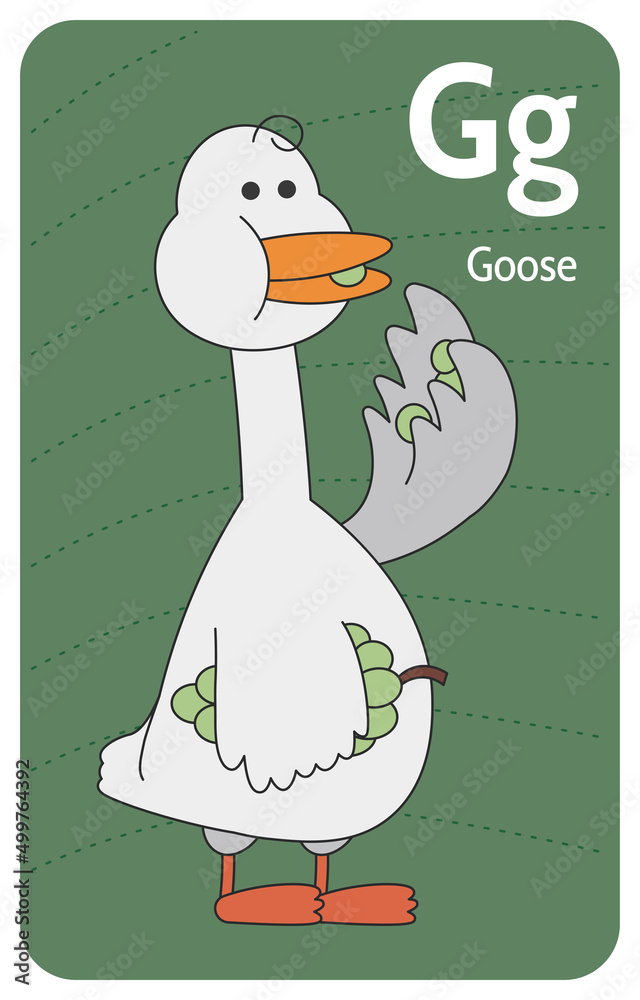 Goose G letter. A-Z Alphabet collection with cute cartoon animals in 2D ...