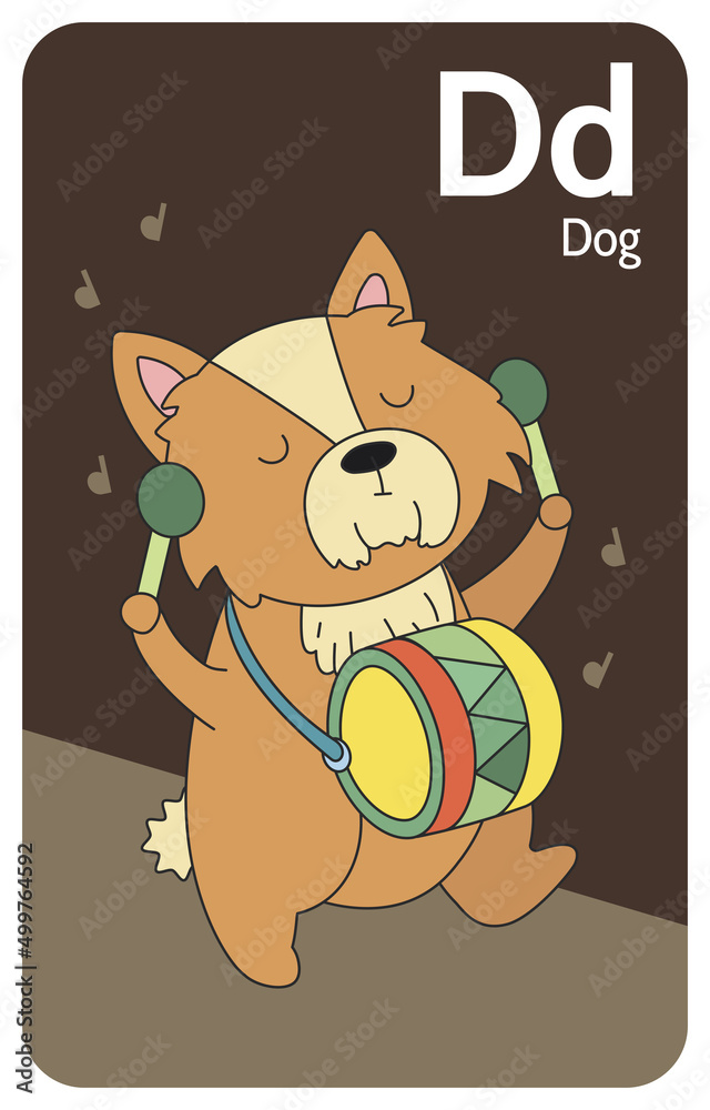 Dog D letter. A-Z Alphabet collection with cute cartoon animals in 2D ...