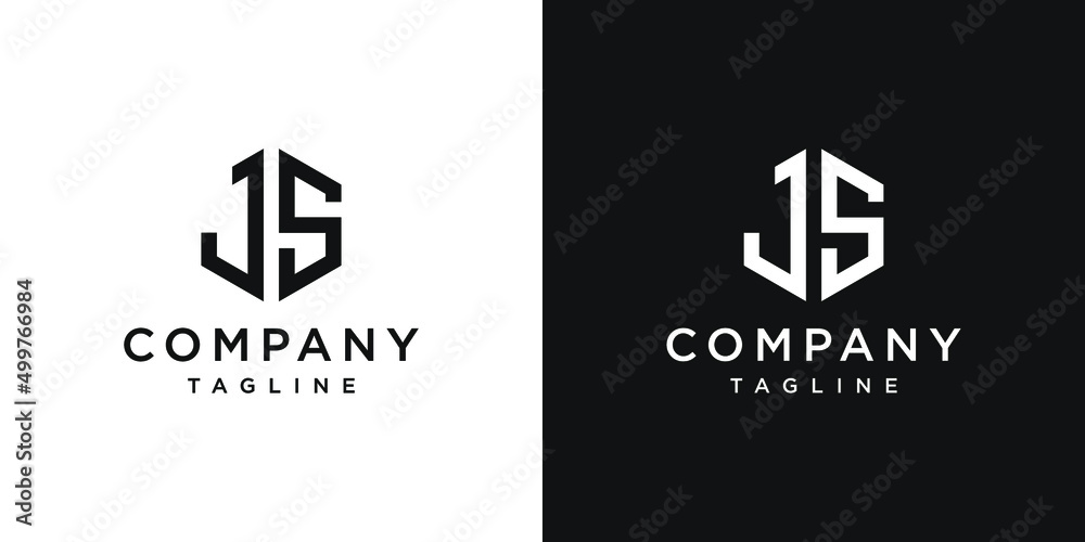 Creative Letter JS Monogram Hexagon Logo Design Icon Template White and ...