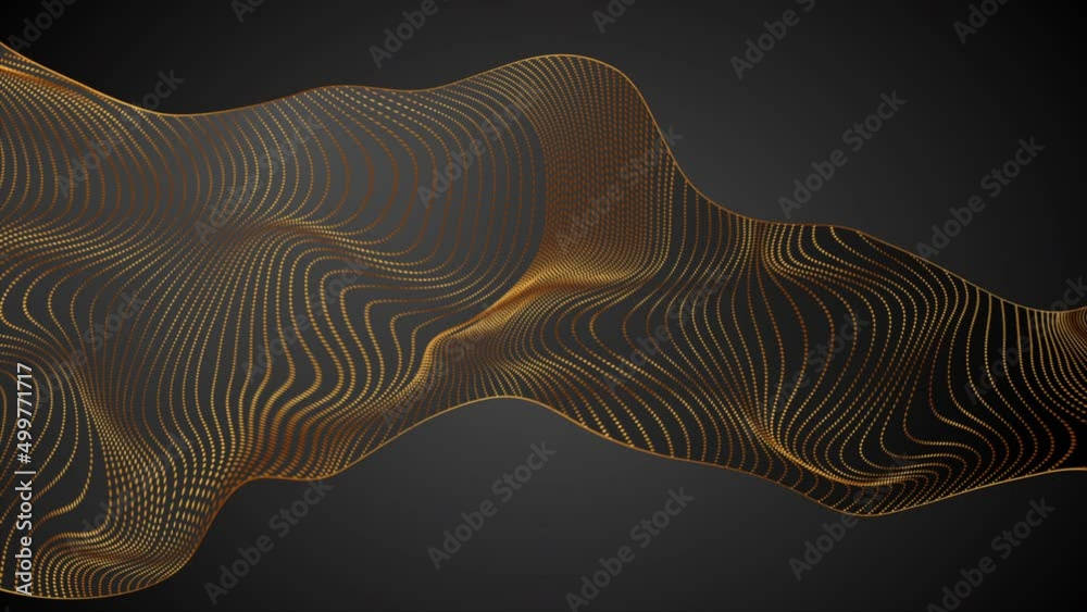Luxury golden linear wavy abstract motion background with dotted lines ...