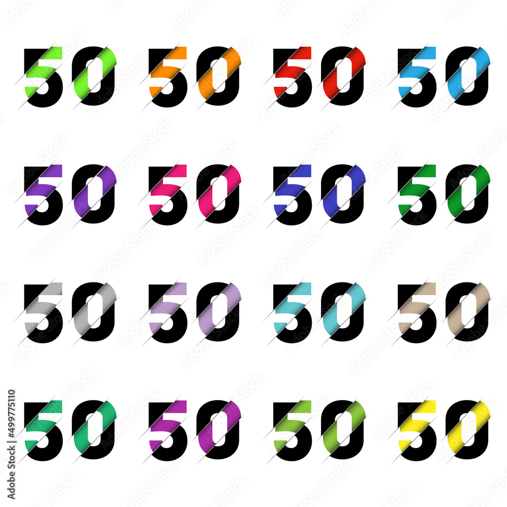 Vecteur Stock Paper cut number fifty 50. Realistic 3D multi layers ...