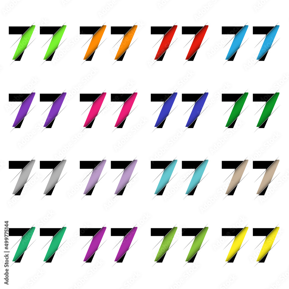 Paper cut number seventy seven 77. Realistic 3D multi layers papercut ...