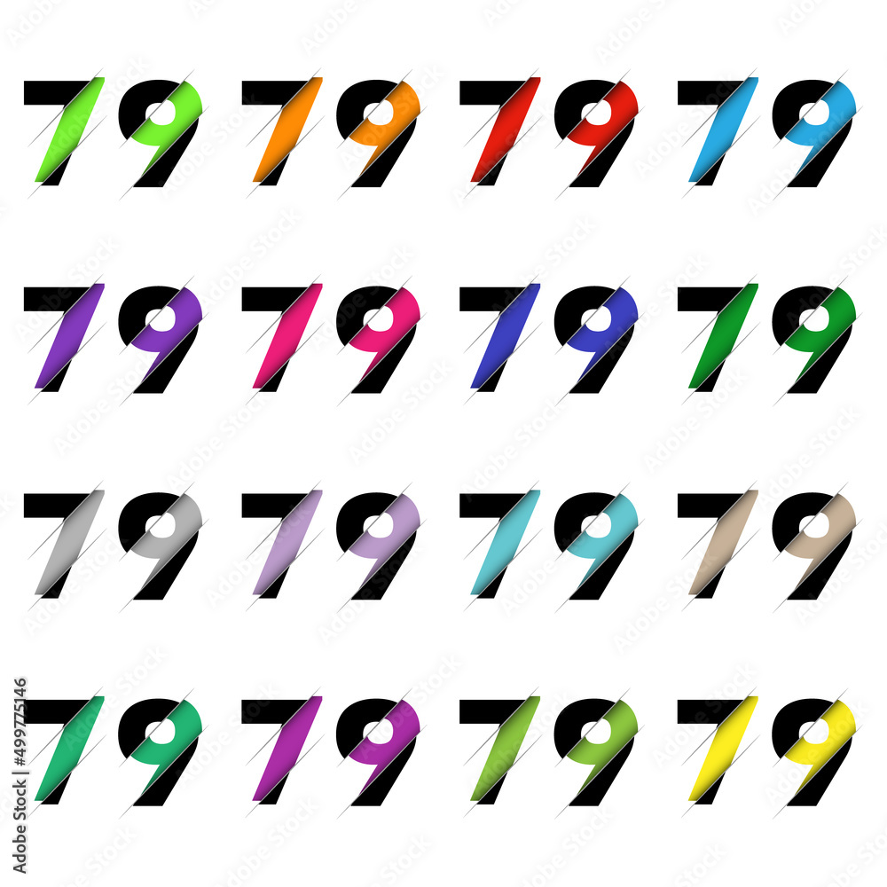 Paper cut number seventy nine 79. Realistic 3D multi layers papercut ...