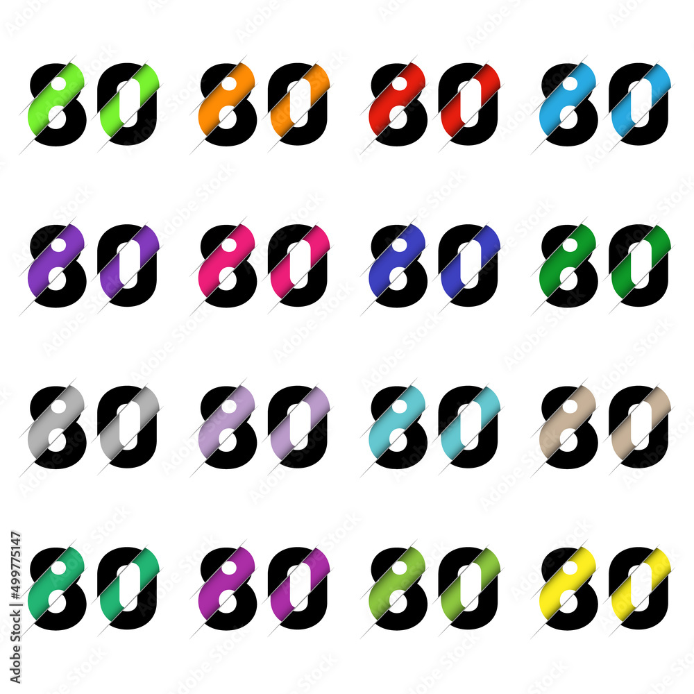 Paper cut number eighty 80. Realistic 3D multi layers papercut effect ...