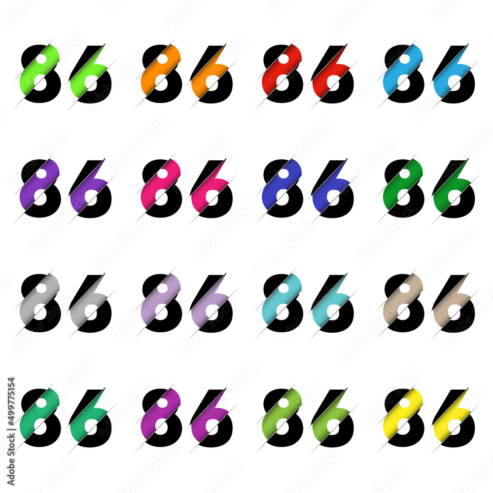 Paper cut number eighty six 86. Realistic 3D multi layers papercut ...