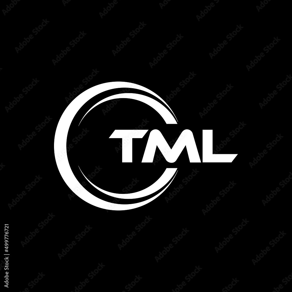 TML letter logo design with black background in illustrator, vector ...
