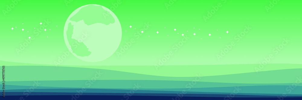 moonrise landscape with landscape wave pattern vector illustration good ...