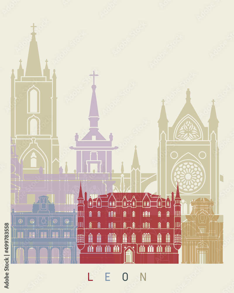 Leon skyline poster Stock Illustration | Adobe Stock