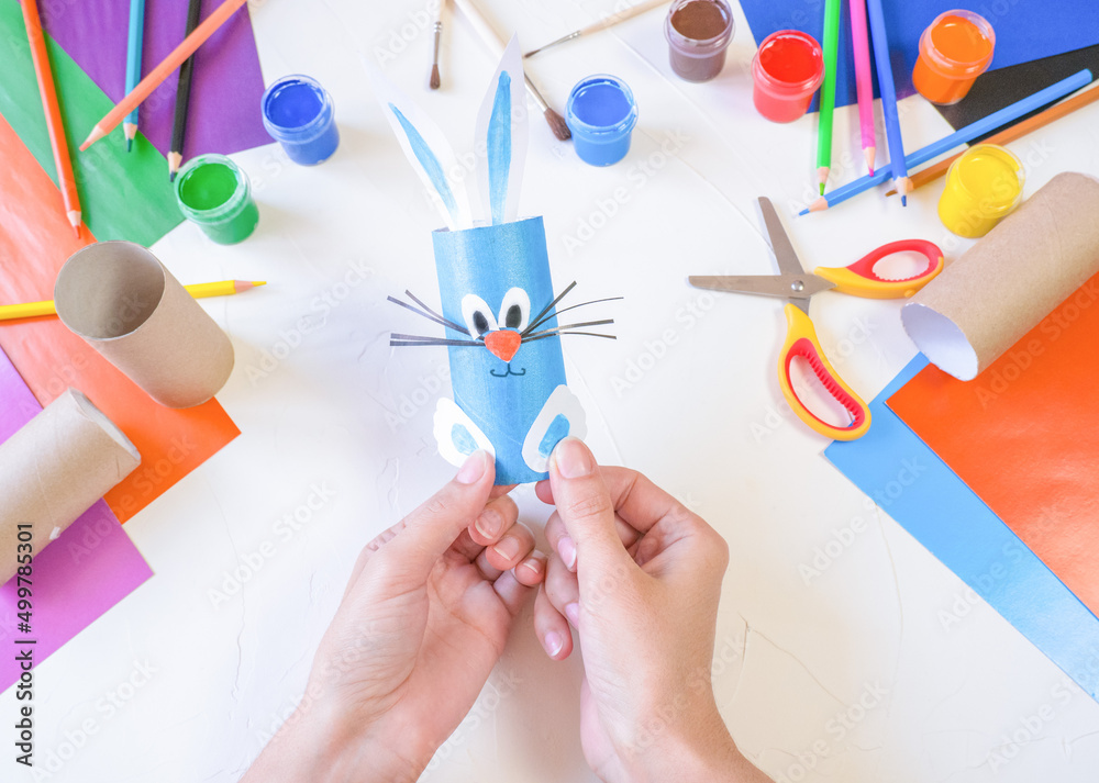 step 4. DIY paper rabbit from a roll of toilet paper. Easy craft for ...