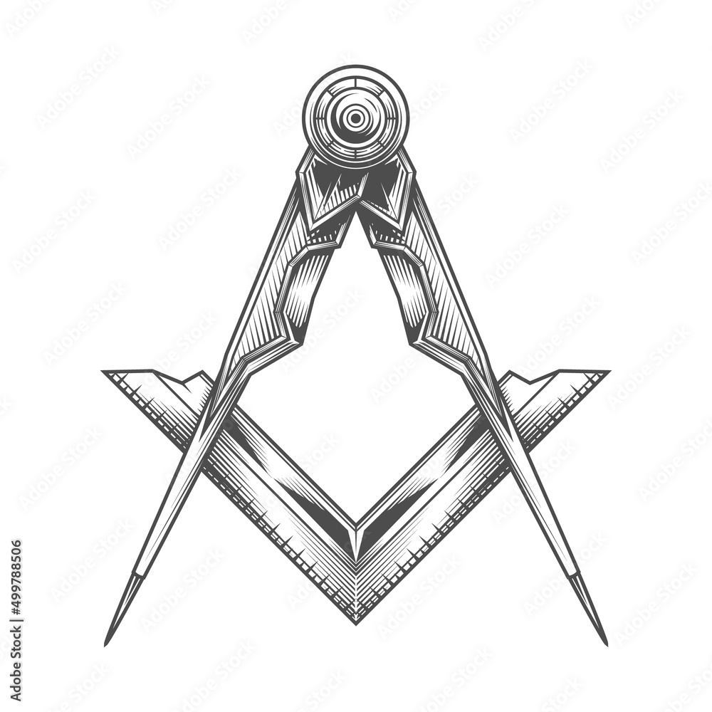 Vetor de Freemasonry emblem - the masonic square and compass symbol ...