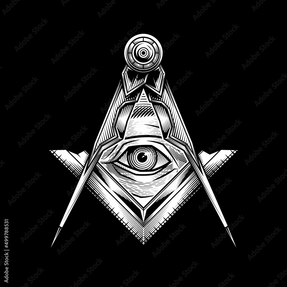 Freemasonry emblem - the masonic square and compass symbol. Vector ...