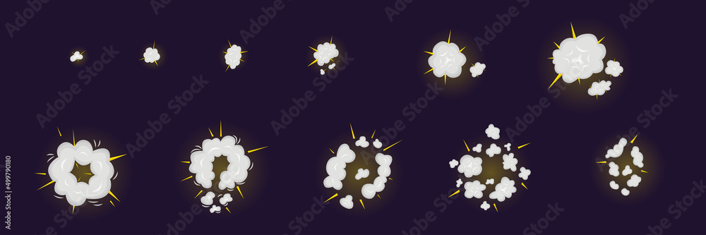 Top view sprite explosion set. Vector stock illustration isolated on ...