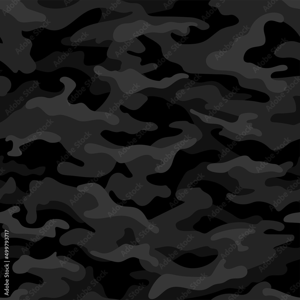 Black military camouflage seamless pattern. Vector Stock Vector | Adobe ...