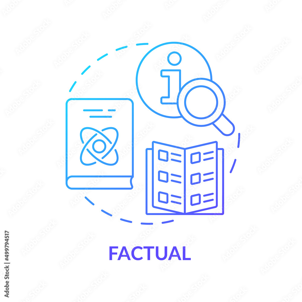 Factual blue gradient concept icon. Information type abstract idea thin ...