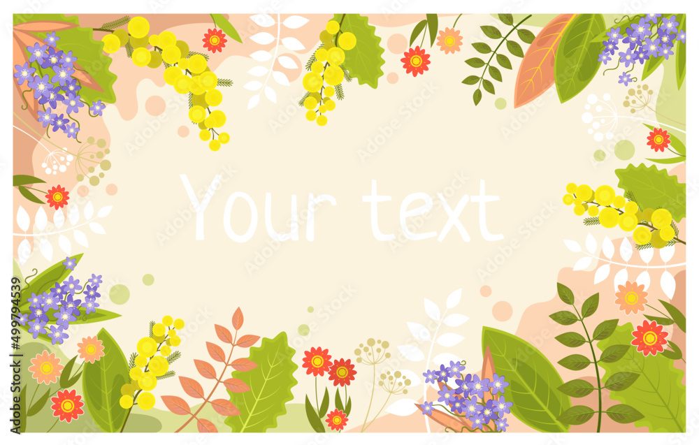 Vector spring background with flowers Stock Vector | Adobe Stock