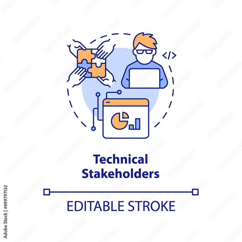 Technical stakeholders concept icon. IT specialist. Type of stakeholder ...