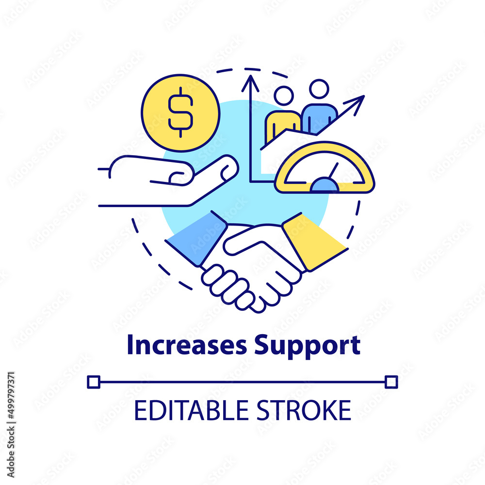 Vetor de Increases support concept icon. Financial aid. Stakeholder ...