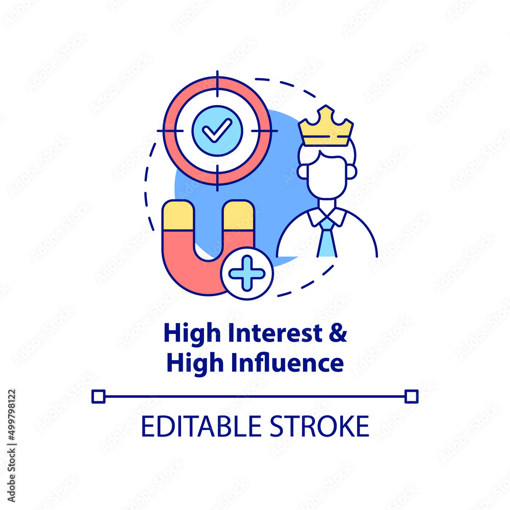 High interest and high influence concept icon. Stakeholder mapping ...