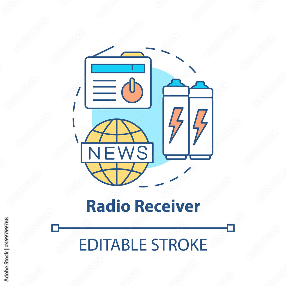Radio receiver concept icon. Things to pack for evacuation. Emergency ...