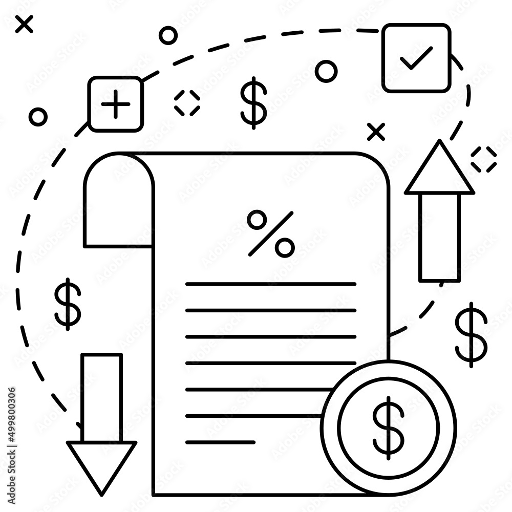 income and expense statement vector line icon design, business ...