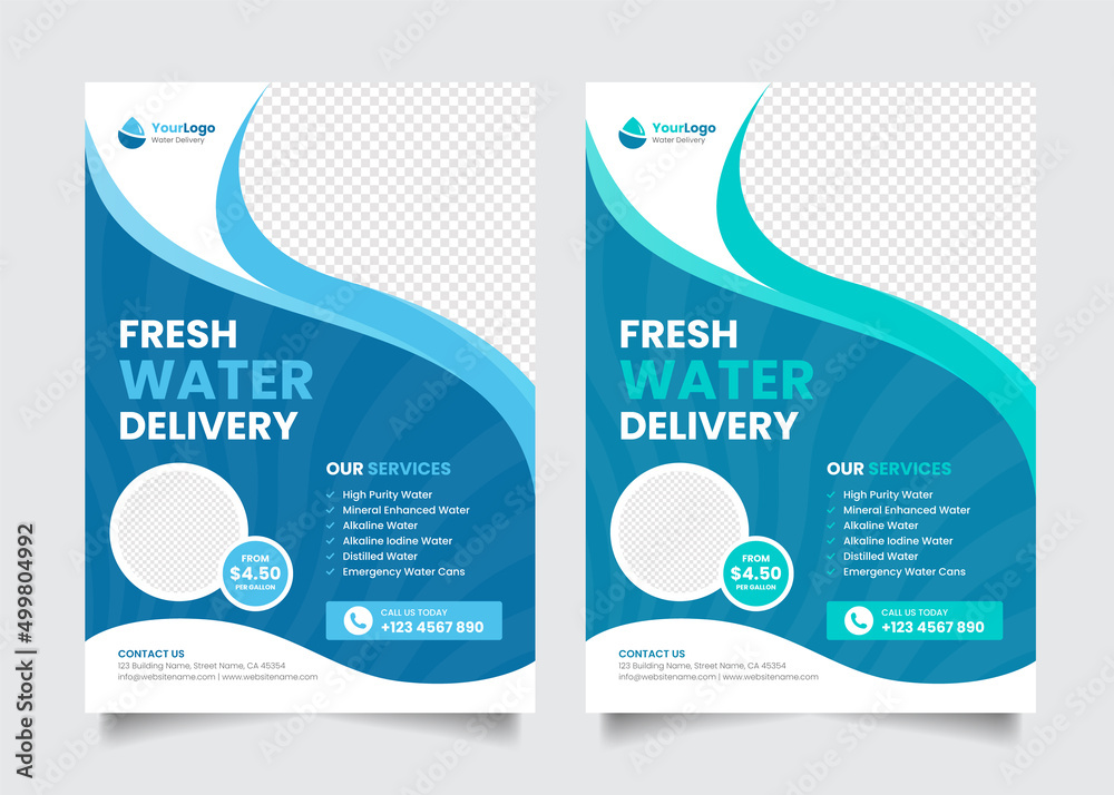 Water Delivery Service Flyer Design Template Stock Vector | Adobe Stock