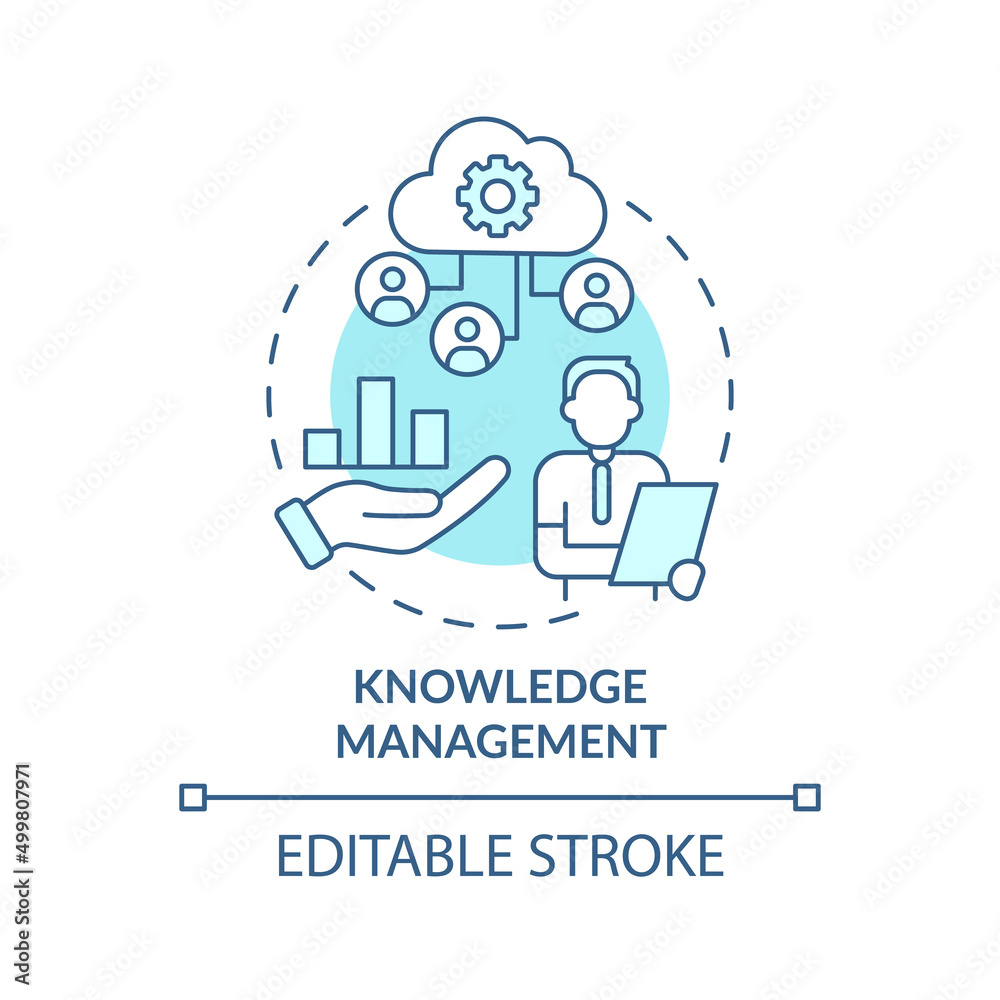Knowledge management turquoise concept icon. Business intelligence ...