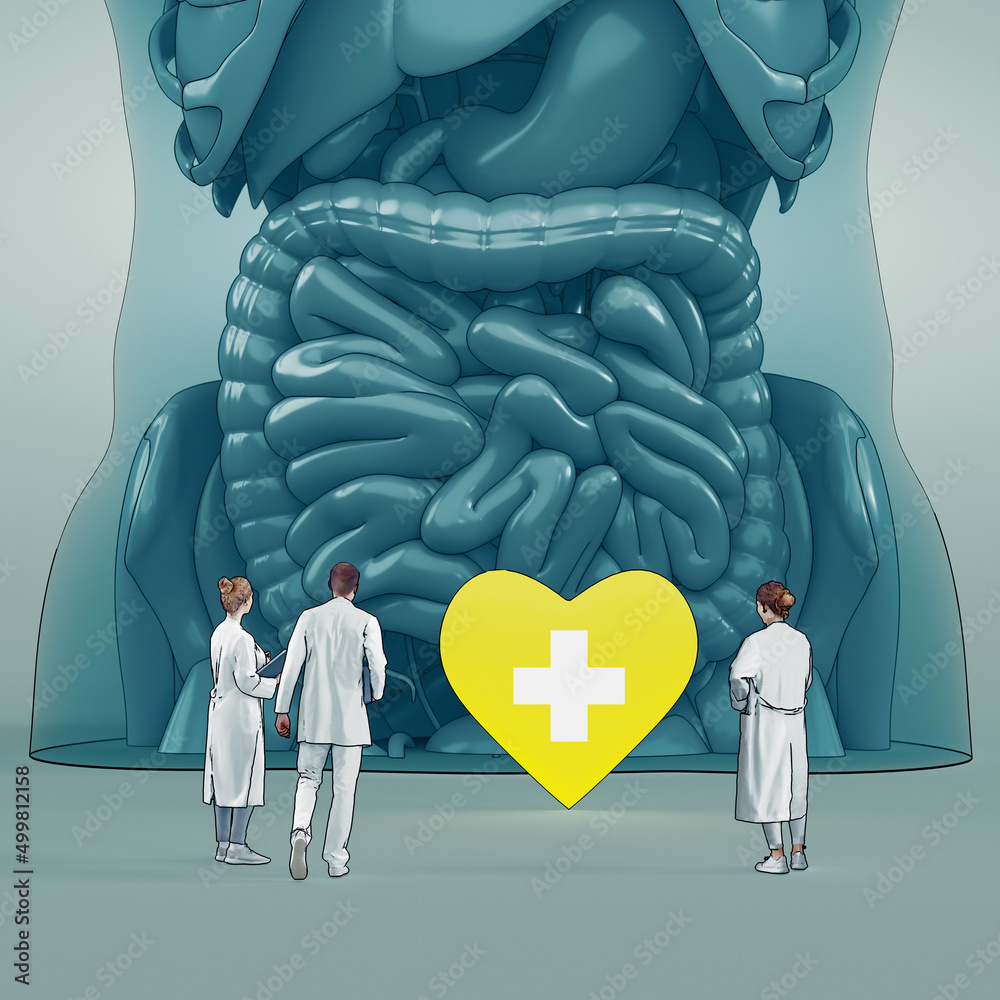 Tiny scientists studying gastrointestinal tract and digestive system ...