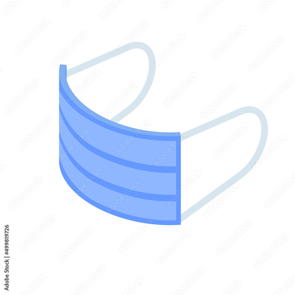 Blue medical face mask with strings 3d icon isometric vector ...