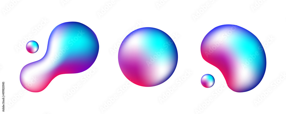 Liquid shapes. Realistic blobs or splashes collection isolated on white background. Fluid ...