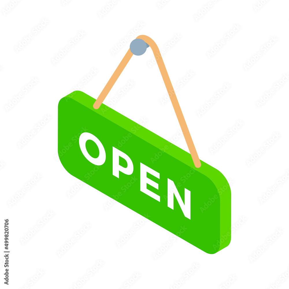 Vecteur Stock Green hanged street tag open for shop boutique retail ...