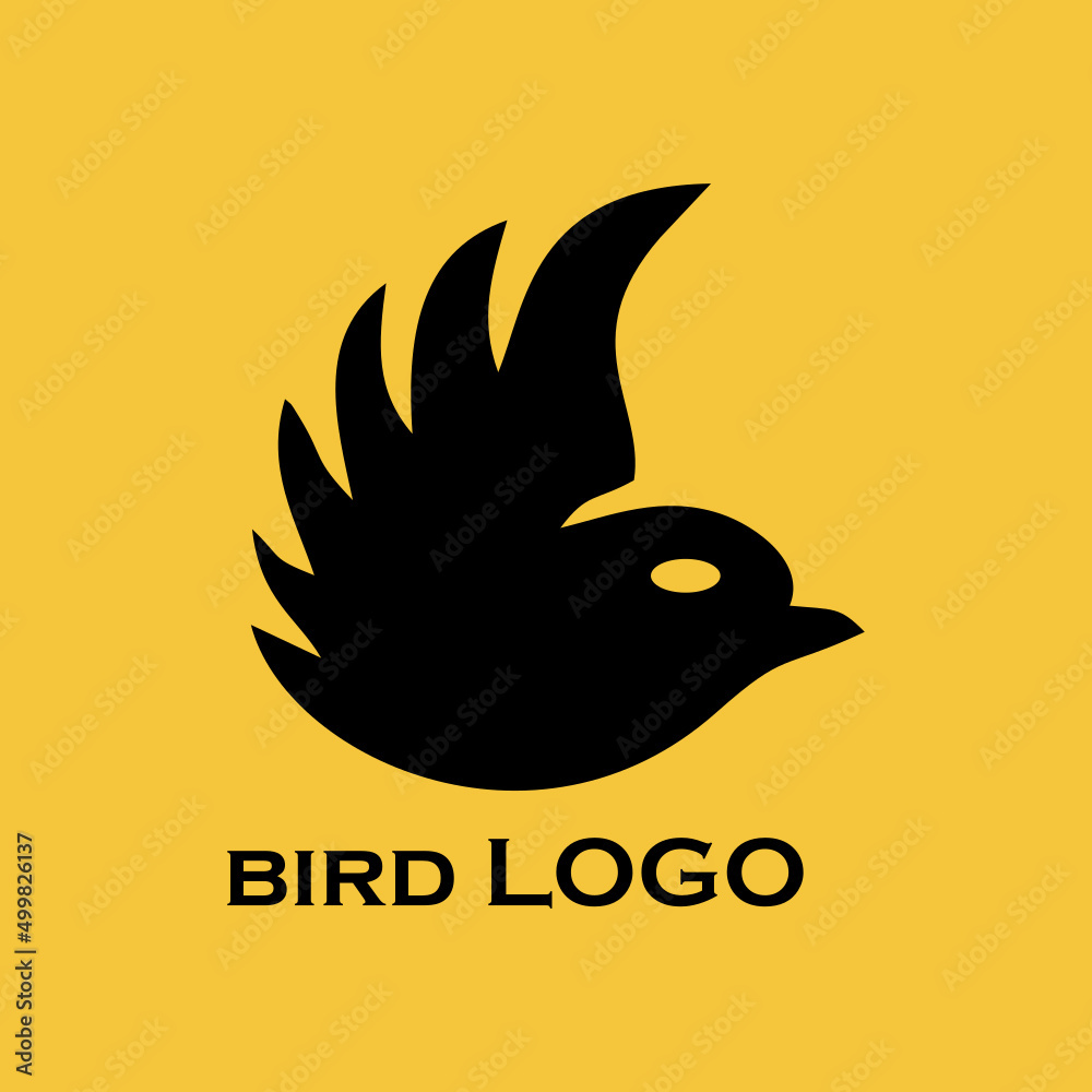 vector illustration of bird logo with black outline and gold background ...