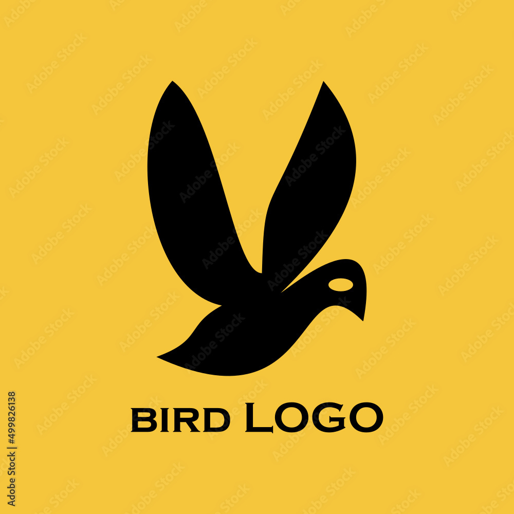 vector illustration of bird logo with black outline and gold background ...