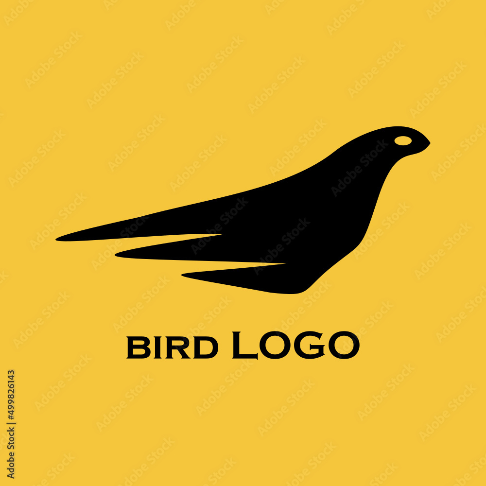 vector illustration of bird logo with black outline and gold background ...