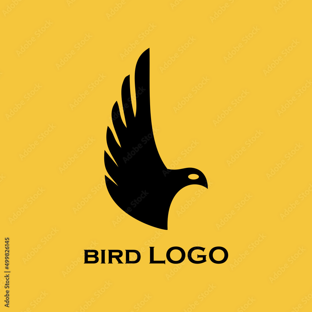 vector illustration of bird logo with black outline and gold background ...