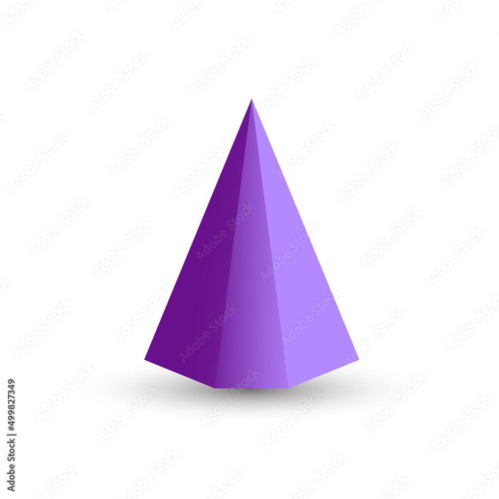 Vector purple hexagonal pyramid with gradients and shadow for game ...
