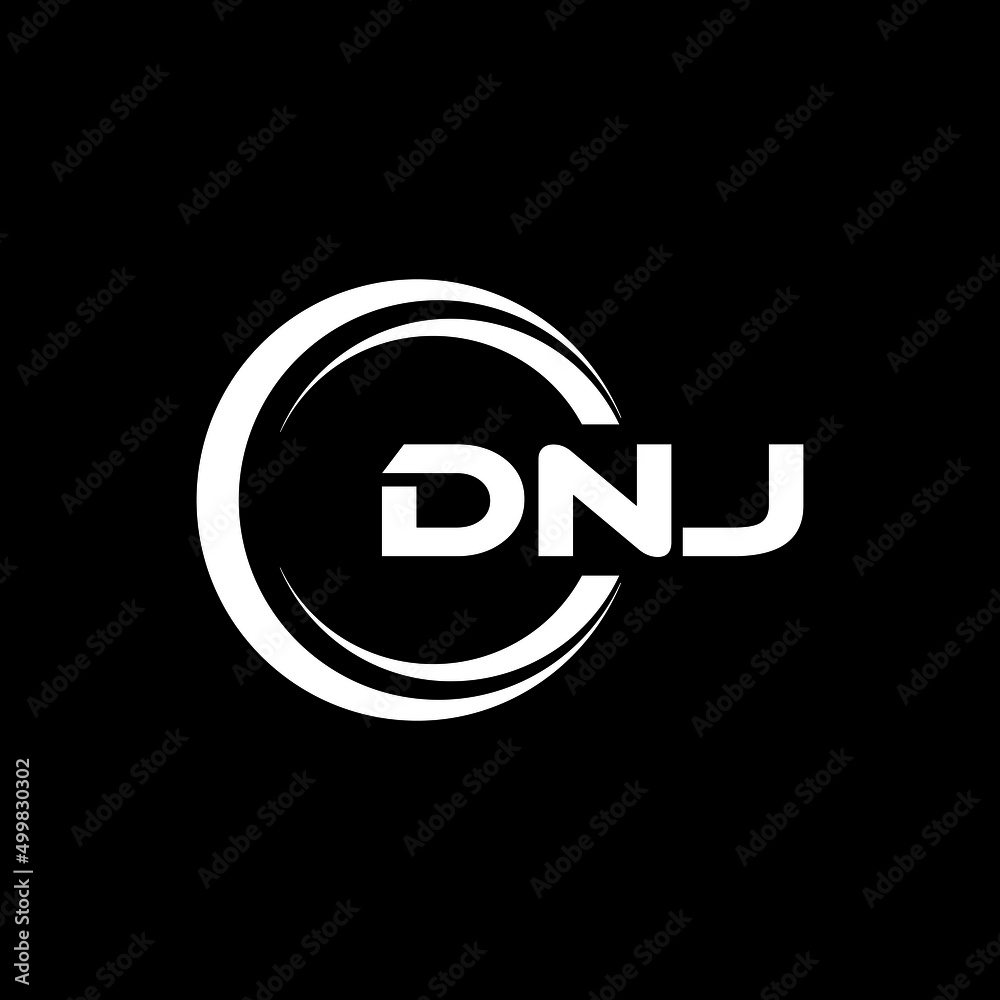DNJ letter logo design with black background in illustrator, vector ...