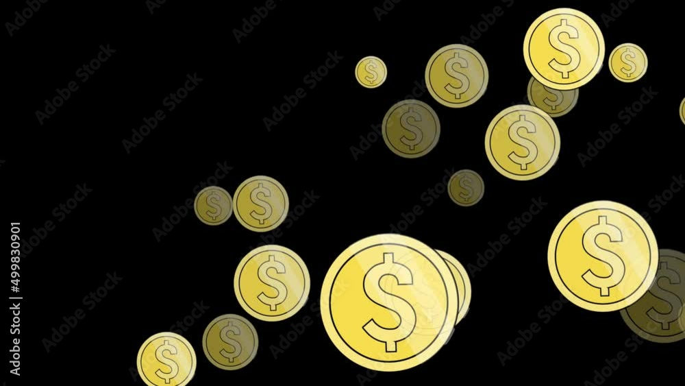 Animated Particle Golden Dollar Coins 4K Particle Dollar Coins Pattern Flying into Screen ...