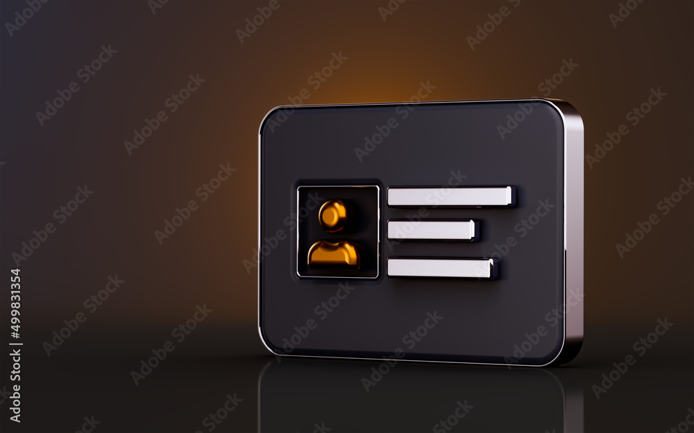 golden user information icon on dark background 3d render concept for ...