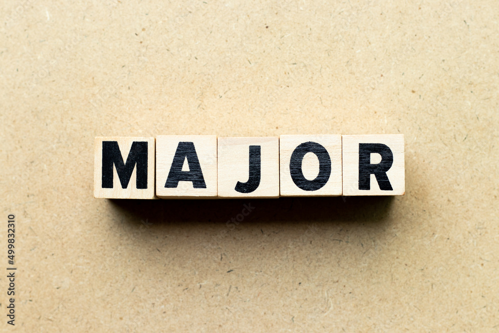 Alphabet letter block in word major on wood background Stock Photo ...